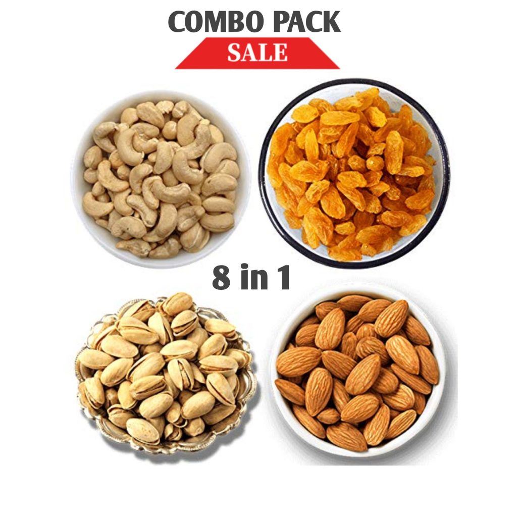 Nuts Dry Fruits 8 in1 COMBO PACK 4kg Each items 500gm | NUTSHOUSE